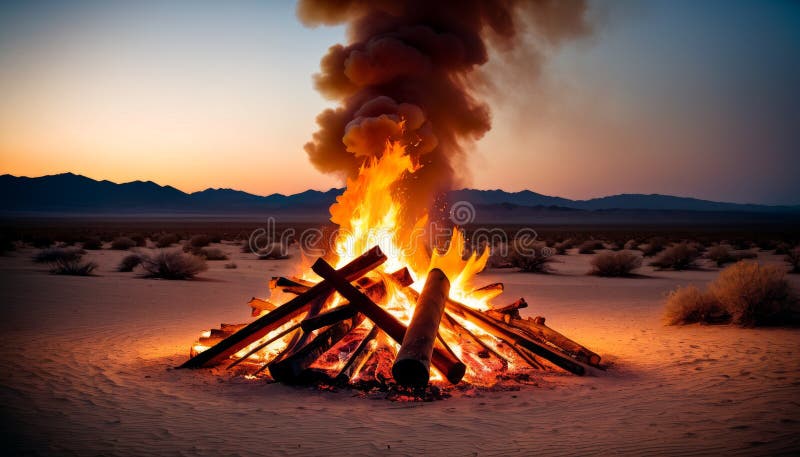 Desert Bonfire at Twilight stock photo. Image of vastness - 319199514