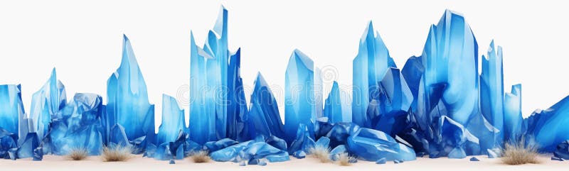 Desert with Bright Blue Crystal Formations Vector Isolated Illustration ...