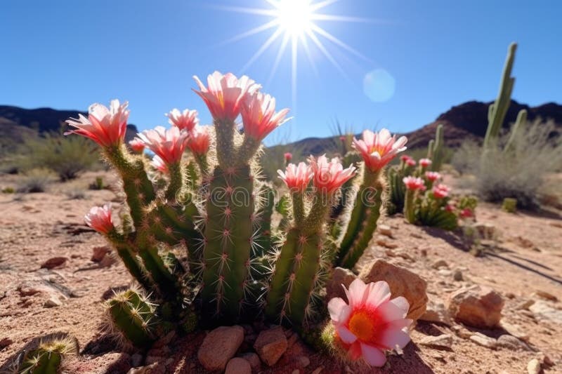 Desert with Cacti. Landscape of the Wild West Stock Image - Image of ...
