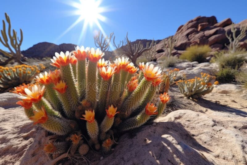 Desert with Cacti. Landscape of the Wild West Stock Image - Image of ...