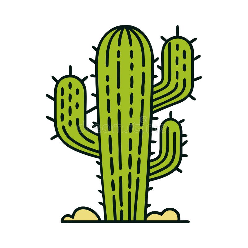 Desert Cactus with Multiple Arms Stock Illustration - Illustration of ...