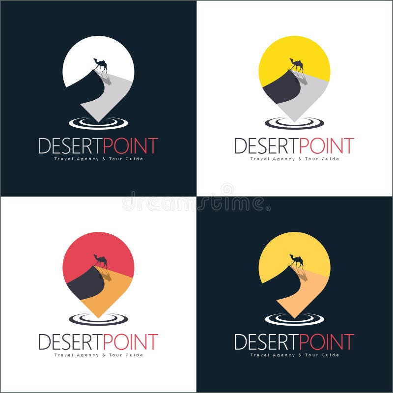 Desert Camel Point Map Logo Set Design Template Stock Vector ...