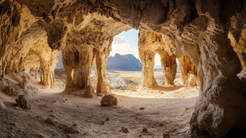 Desert Cave Rock Formation Scenic View Stock Illustration ...