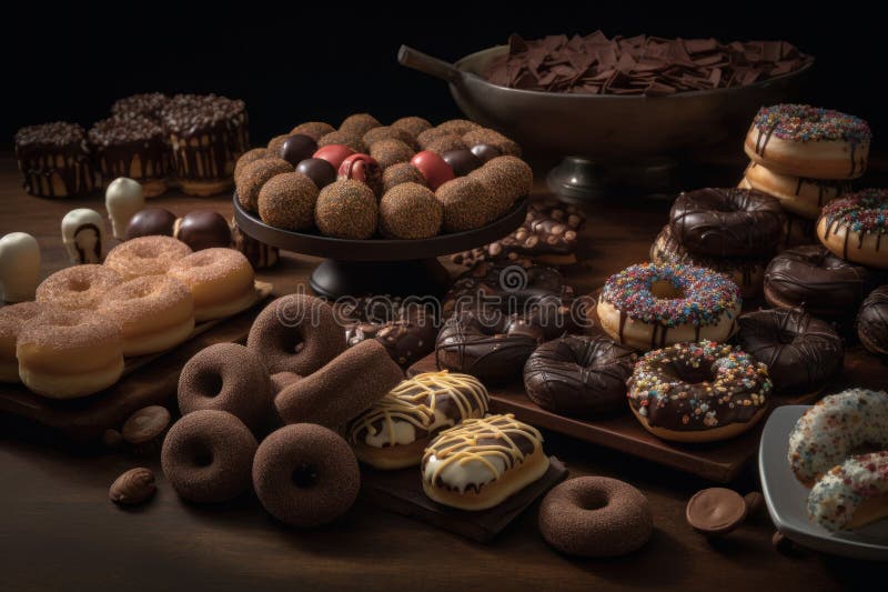 Desert Chocolate Cakes Assorted. Generate Ai Stock Illustration ...