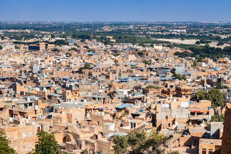 Desert City Architectural View with Bright Blue Sky from Fort from Flat ...