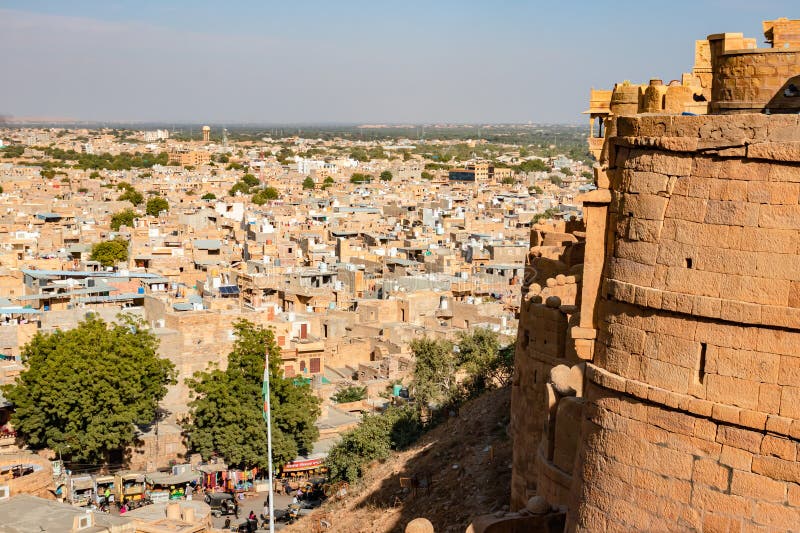 Desert City Architectural View with Bright Blue Sky from Fort from Flat ...
