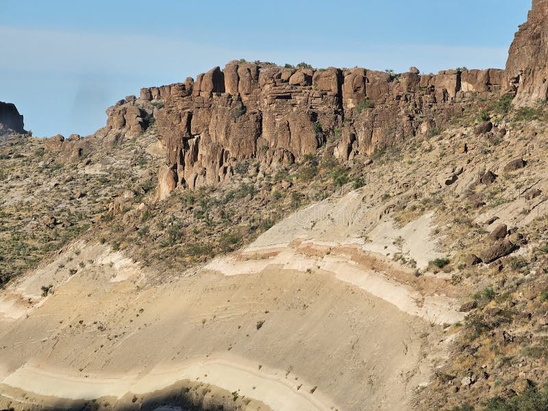 Desert Cliff-face and Hillside Stock Image - Image of cliff, rocks ...