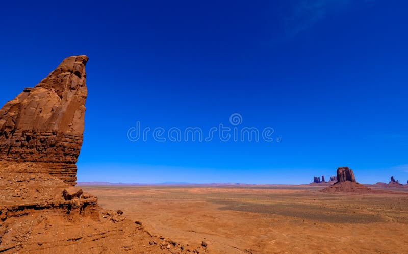 Desert with Cliffs and Dry Filed with Clear Blue Sky in the Background ...