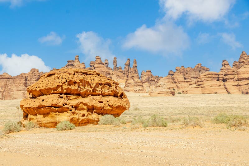 Desert Cliffs Formations Landscape at Hegra, Al Ula Stock Photo - Image ...