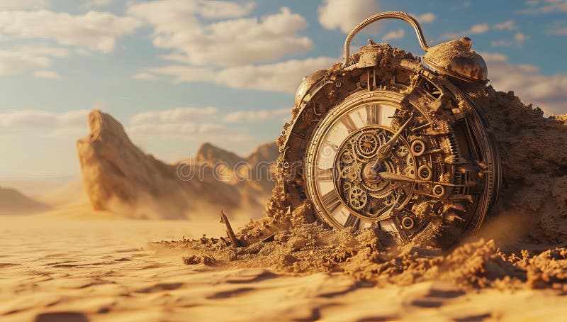 Desert Clock in the Sand, Generative AI Stock Illustration ...