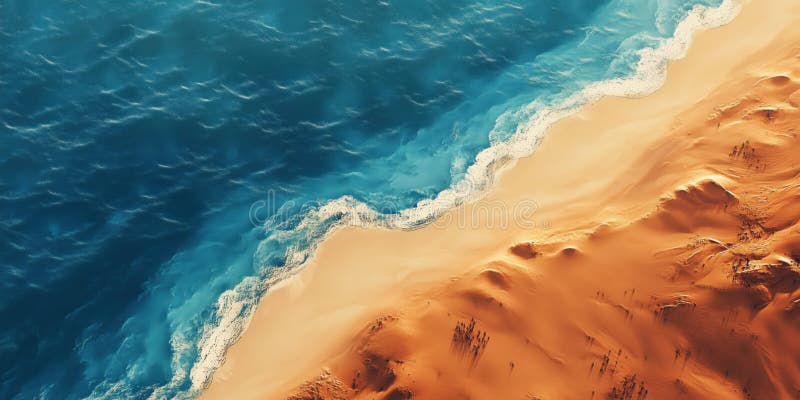 Desert Coastline with Blue Ocean Waves and Sandy Shore Stock Photo ...