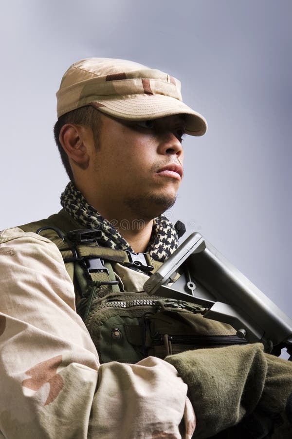 Desert combat army soldier stock image. Image of fasten - 1031905