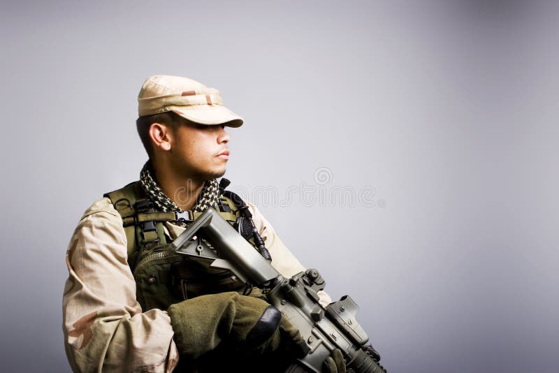 Desert combat army soldier stock image. Image of people - 1031907
