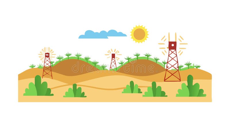 Desert Communication Towers for Remote Connectivity, Vector Design ...