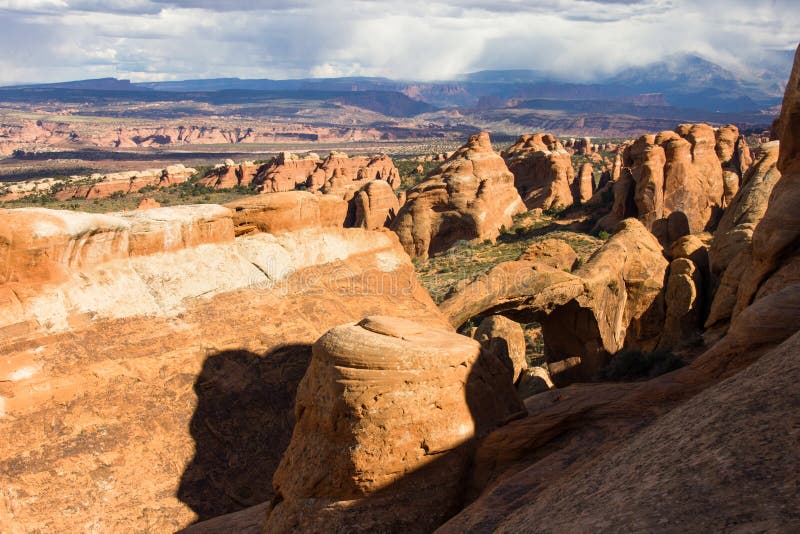 The Desert Countryside of Arches NP with Rock Formations. Stock Image ...