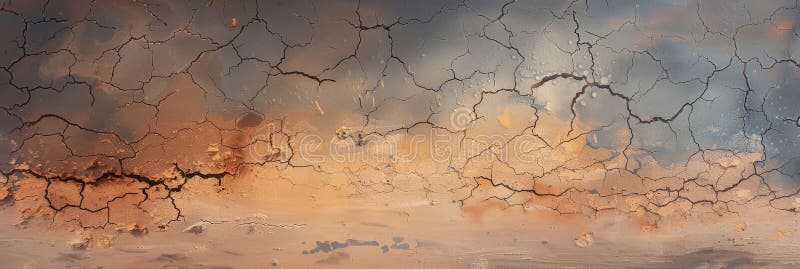 Desert Cracks at Sunset a Captivating and Stunning Landscape View with ...