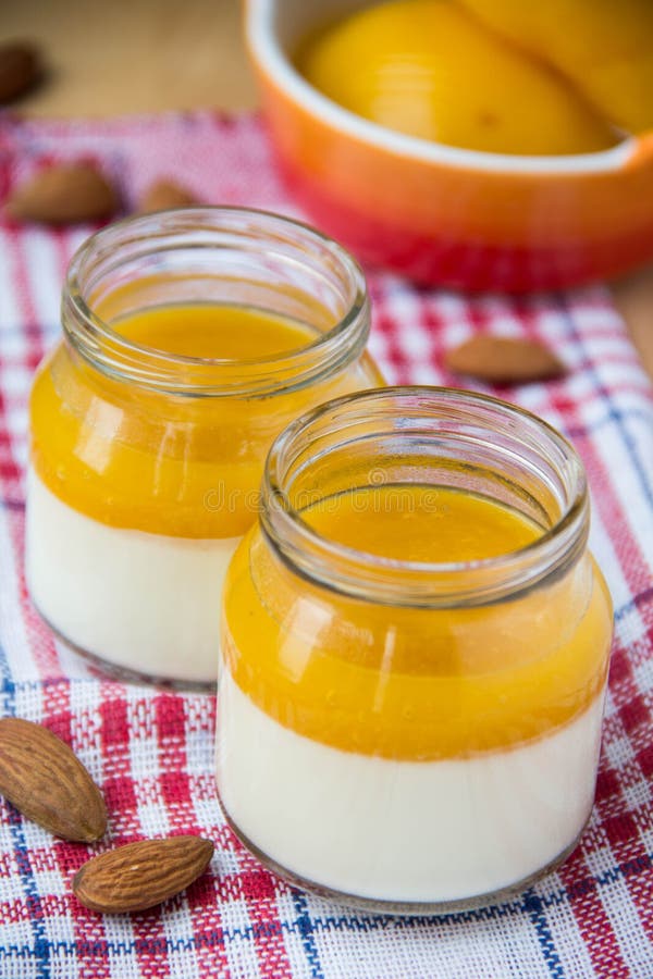 Desert with Cream and Peach Stock Photo - Image of meal, ingredients ...