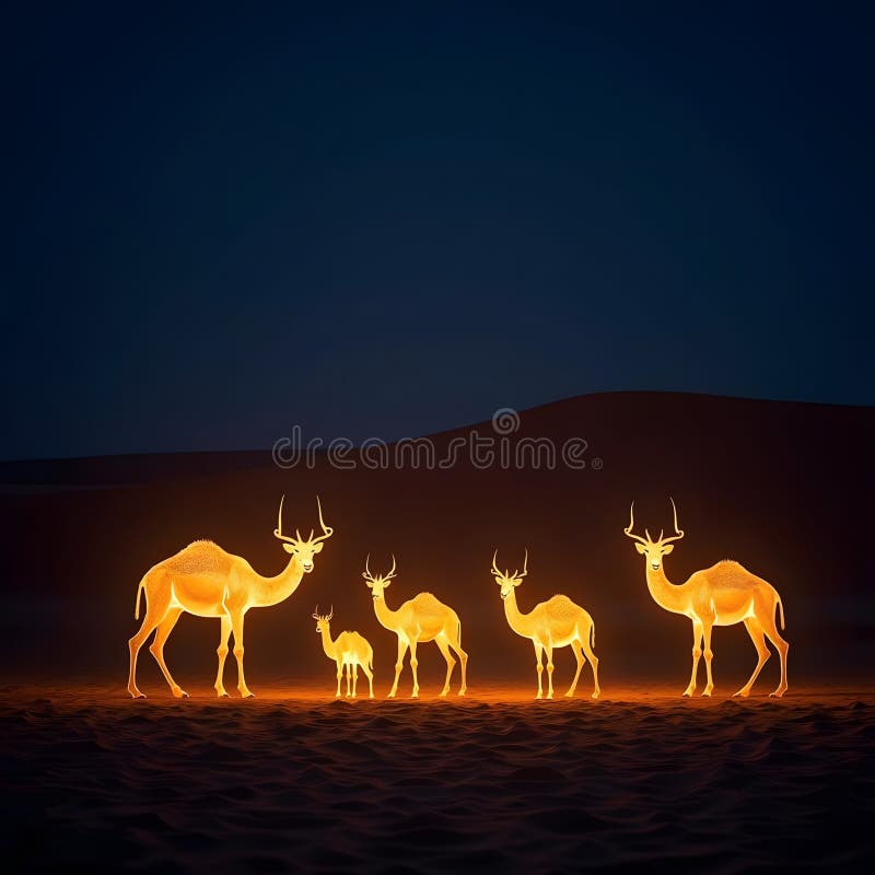 Desert Creatures in Lamp Light a Fine Art Masterpiece Stock ...