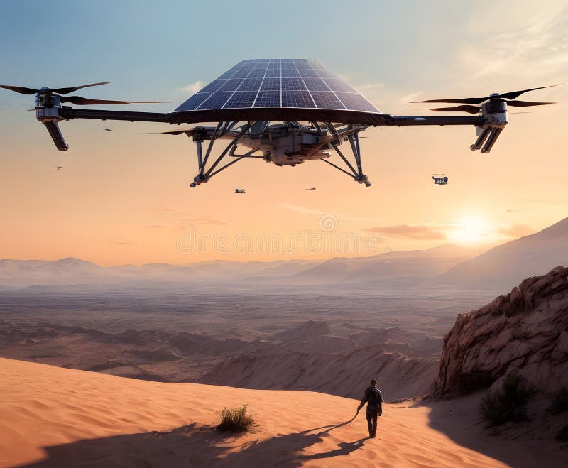 Desert Drone Charging Station Stock Illustration - Illustration of ...