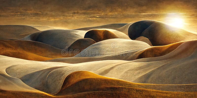 Desert Dune in Sunlight. Digital Art. Stock Illustration - Illustration ...