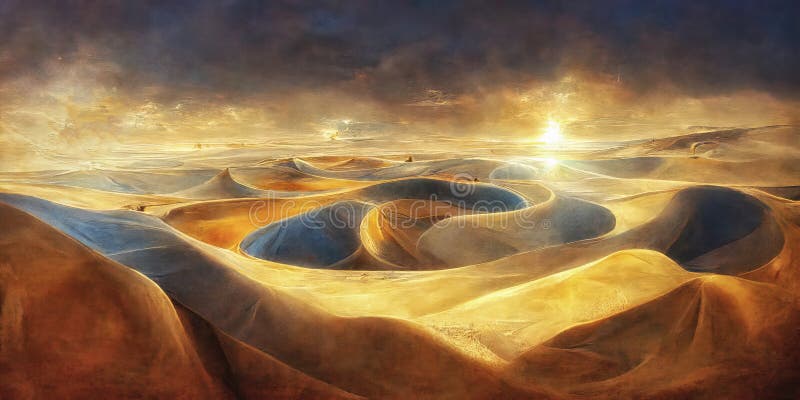 Desert Dune in Sunlight. Digital Art. Stock Illustration - Illustration ...