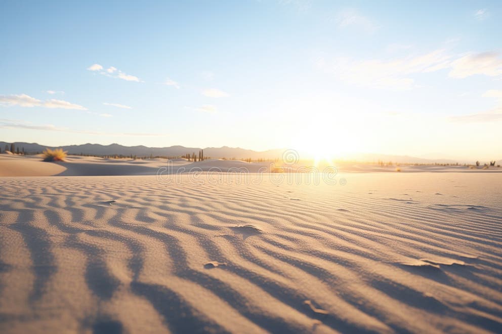 Desert Dunes Casting Long Shadows at Sunset Stock Illustration ...