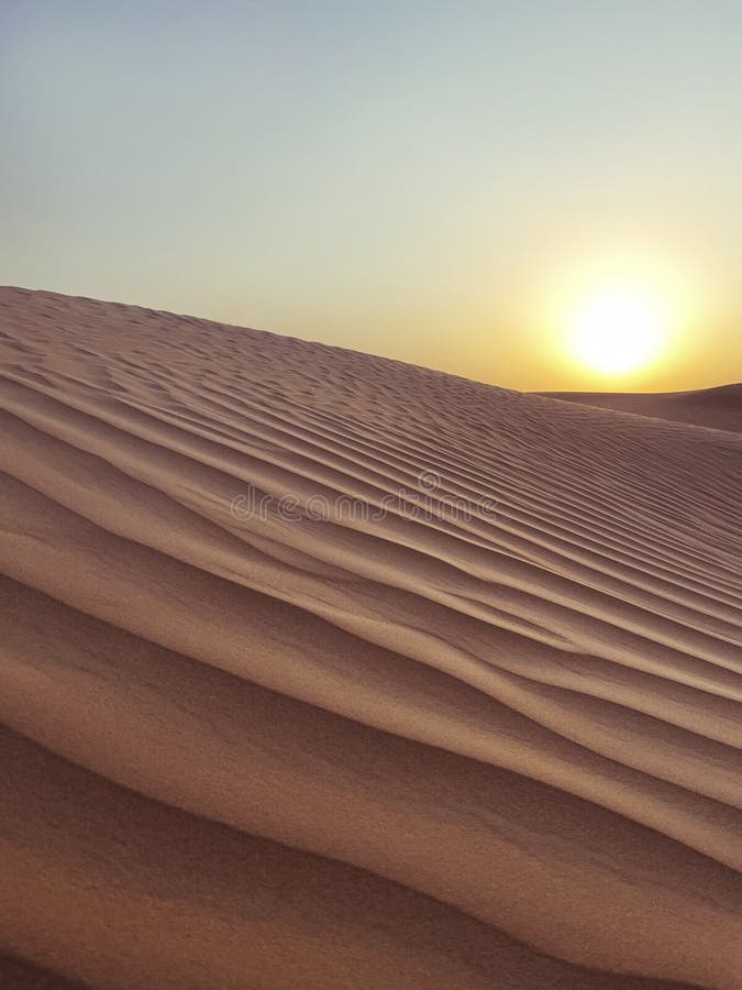 Desert Dunes with Patterns at Sunset Stock Image - Image of nature ...