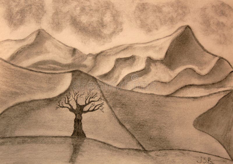 DESERT DUNES PENCIL stock image. Image of tree, handmade - 171337137