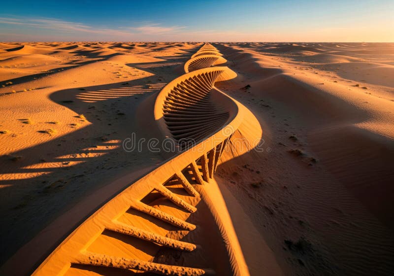 Desert Dunes in the Shape of a Double Helix of DNA. Stock Photo - Image ...