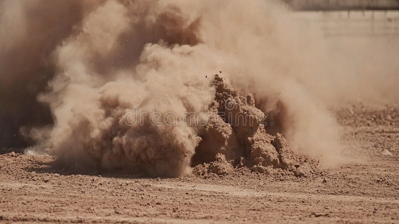 Desert Dust Cloud Explosion, Off-road Racing Background Stock Photo ...