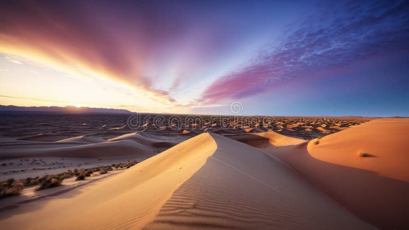 Desert in the Evening with Beautiful Sky Stock Photo - Image of light ...