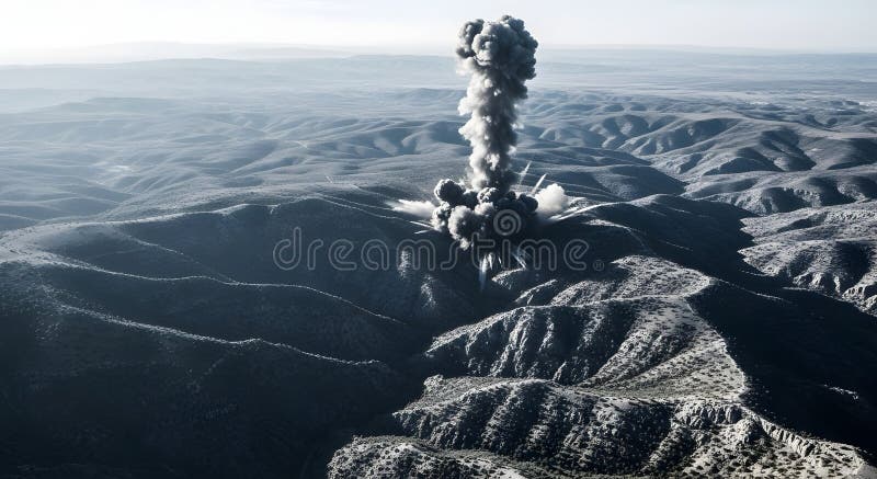Desert Explosion Creating Smoke Plume Stock Illustration - Illustration ...