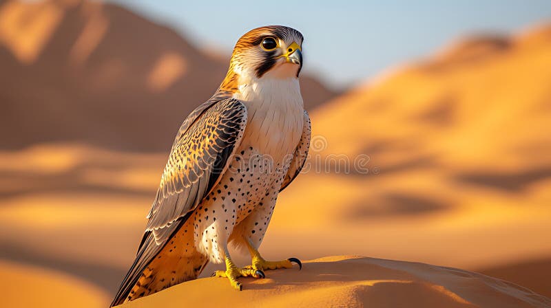 Desert Falcon Perched Dune Sunset Wildlife Stock Illustration ...