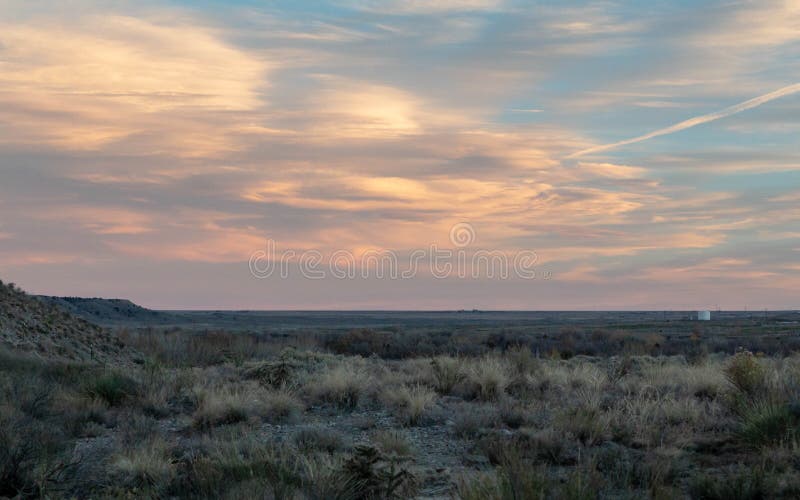 Desert Field at Sunset stock photo. Image of light, nature - 130652702