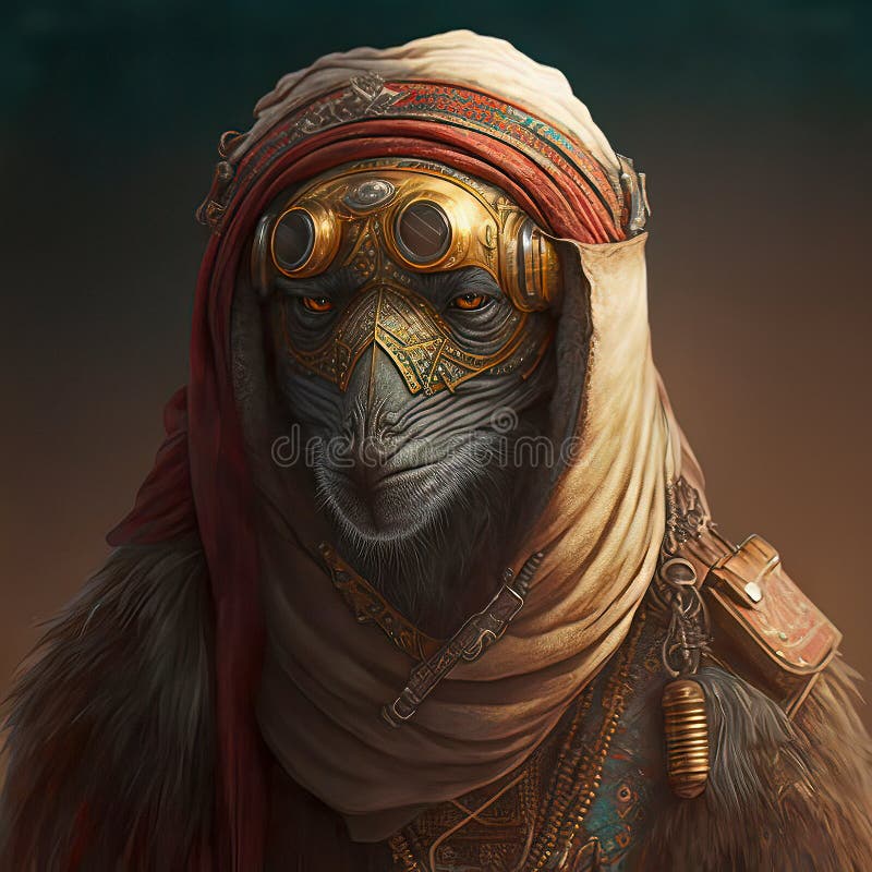 Desert Fighter - Steampunk Anthropomorphic Monkey Portrait Stock ...