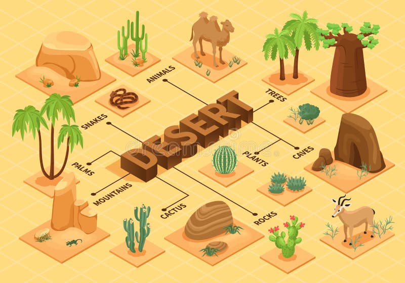 Desert Isometric Flowchart stock vector. Illustration of africa - 212406628