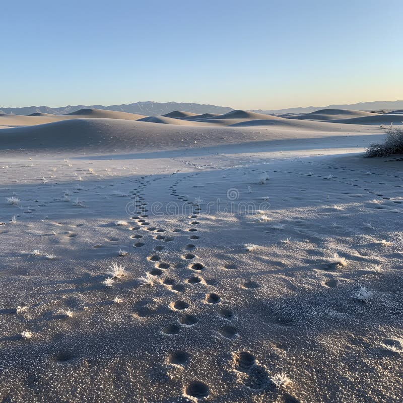 Desert Footprints at Dawn, Serene View - Generated Using Ai Stock Image ...