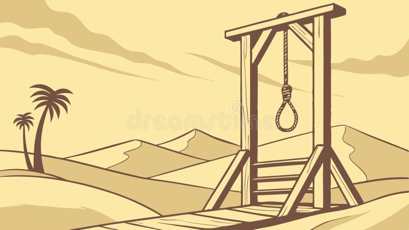 Desert Gallows, Old West Execution Scene Vector Illustration, Vector ...