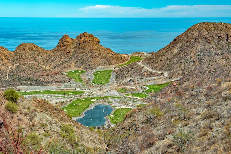 Desert Golf Course Green by the Sea Stock Image - Image of aerial, club ...