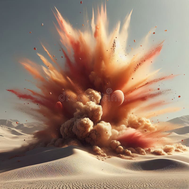 167 141. Desert Heat Chalk Piece Exploding into a Sand Stock Photo ...