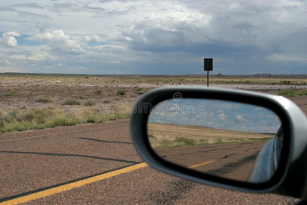 Desert highway stock image. Image of mirror, asphalt, rear - 1335063