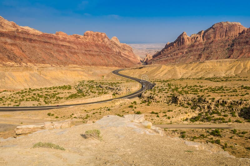 Desert Highway stock image. Image of beauty, boulder - 88487913