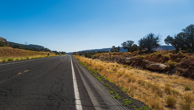 Desert Highway of the American Southwest. Road in Mountains. Stock ...