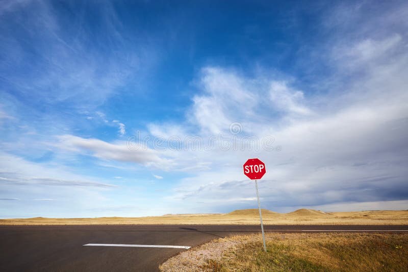Desert Highway with a Stop Sign, Concept Picture, USA Stock Photo ...