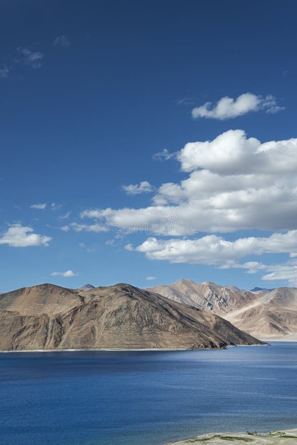 Deep Blue Mountain Lake and Desert Hills Stock Image - Image of asia ...