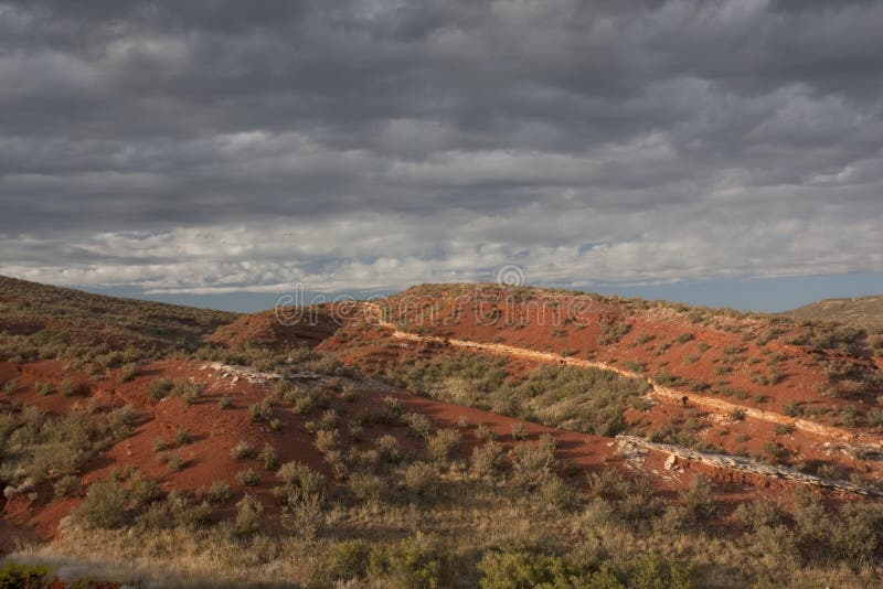 Desert Hilly Landscape Under Stormy Sky Stock Photo - Image of summer ...