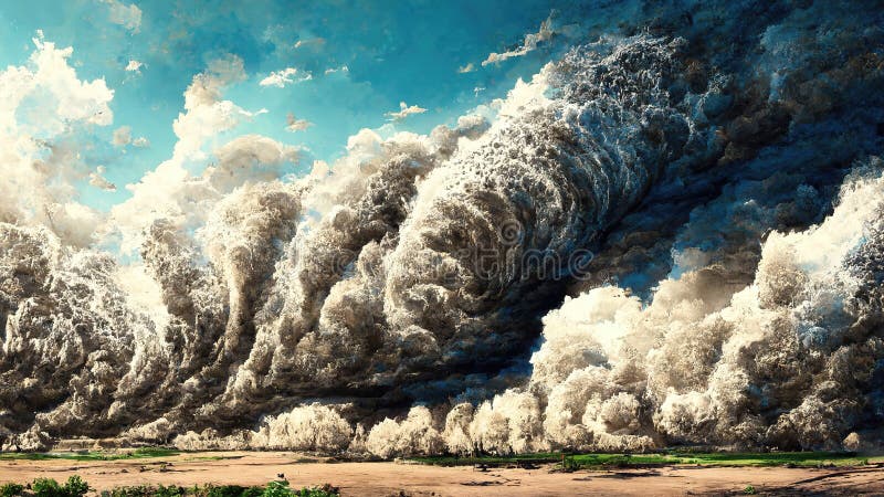 Desert Illustration How a Sandstorm is Stating, Becoming Dangerous, Ai ...