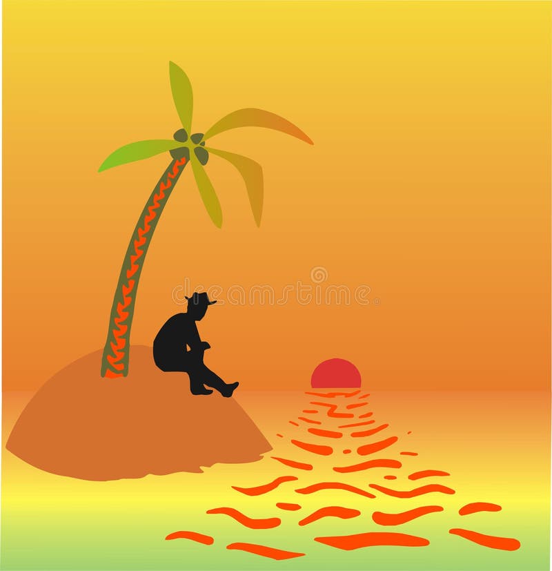Desert Island Cartoon Illustration Stock Vector - Illustration of ...