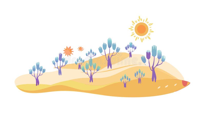 Desert Landscape, Arid Environment, Oasis Hope, Vector Design ...