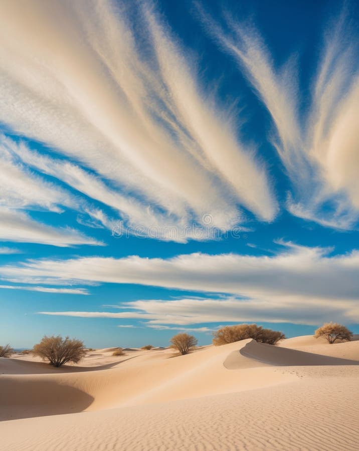 A Desert Landscape with a Blue Sky and Clouds. Stock Image - Image of ...